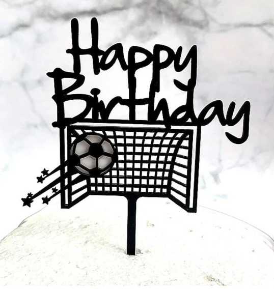 Black Soccer Acrylic Cake Topper – Moreish Cakes
